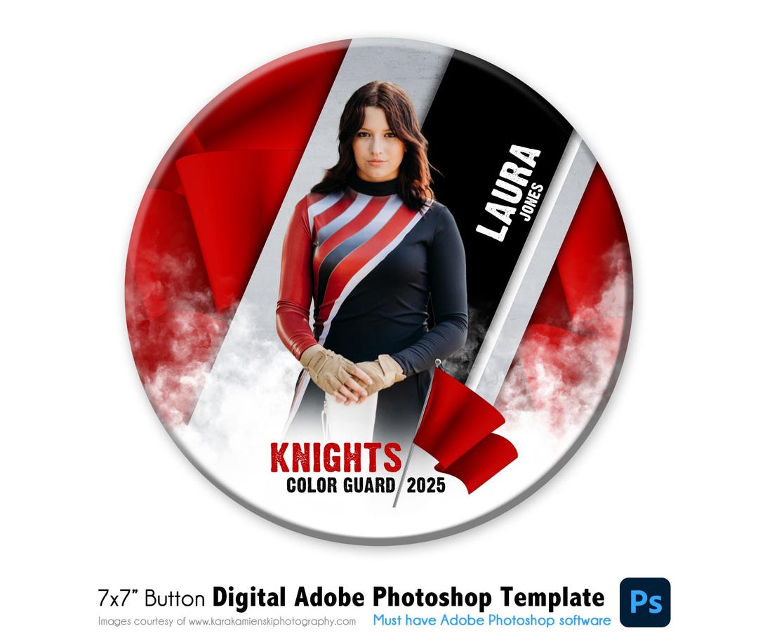 COLOR GUARD BUTTON 005 | 7x7 Adobe Photoshop Digital Photo Button ...
