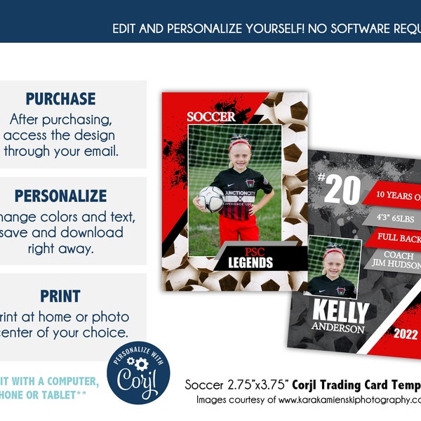 Soccer Trading Cards Template - Etsy