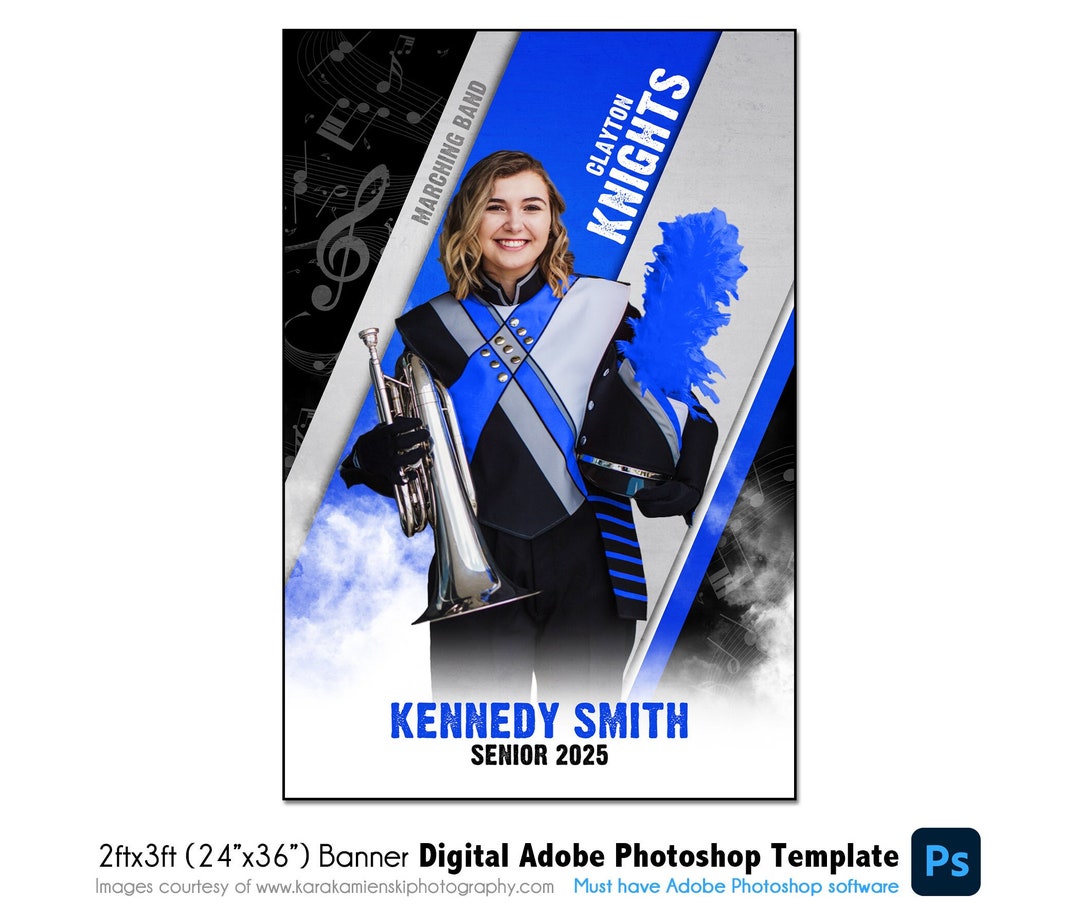 Marching Band Banner Template 007: 2ftx3ft (24x36”)photoshop PSD ...