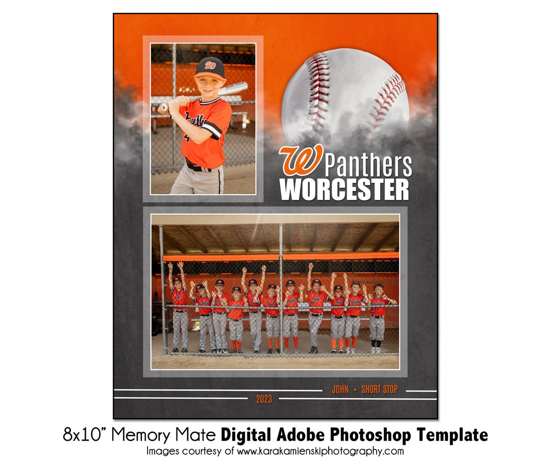 BASEBALL MM030 | 8x10 Adobe Photoshop Memory Mate Digital Template | Sports Photoshop Template ...