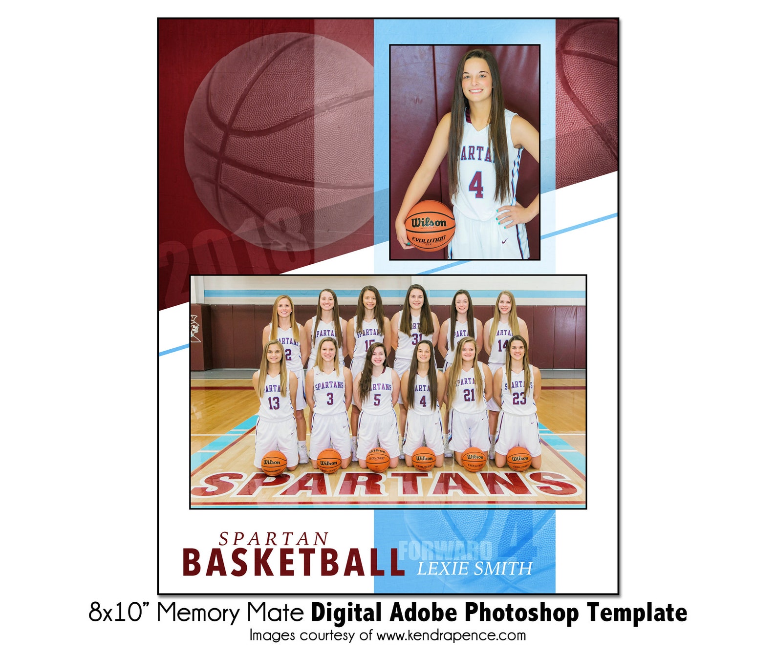 Basketball Memory Mate Photo Template 013: 8x10” Photoshop PSD ...