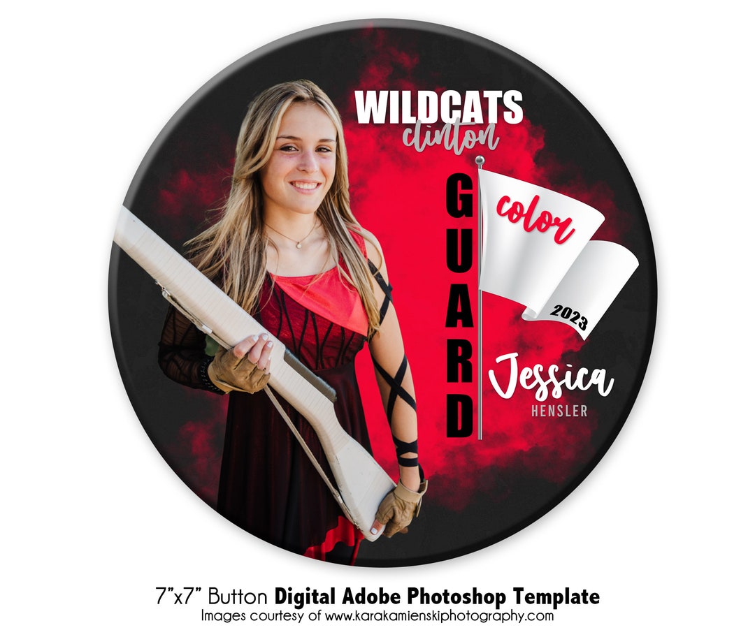 COLOR GUARD BUTTON 003 | 7x7 Adobe Photoshop Digital Photo Button ...