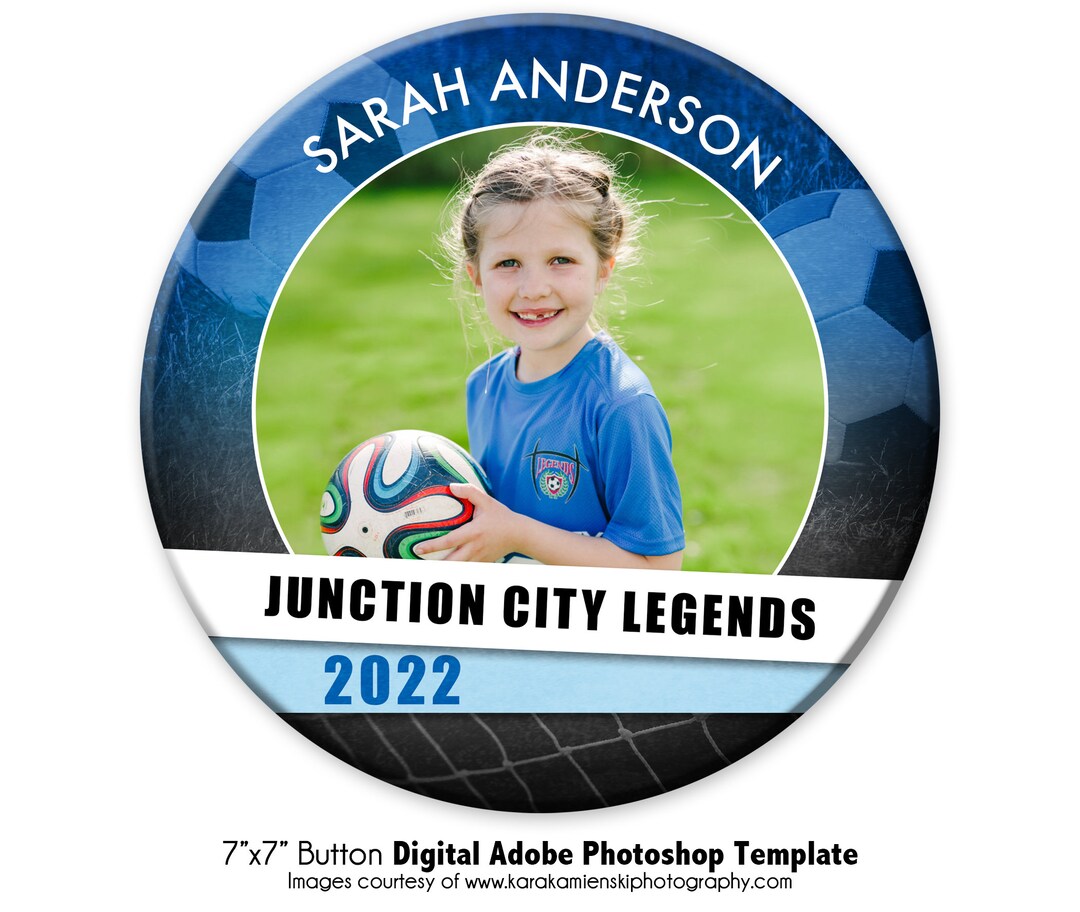 SOCCER BUTTON 010 | 7x7 Adobe Photoshop Digital Photo Button Template ...