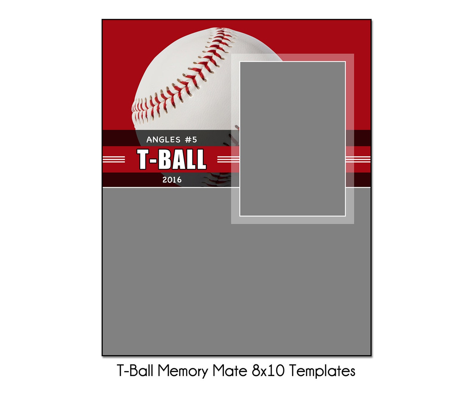 T BALL MM1 8x10 Memory Mate Sports Photo Template Digital Etsy
