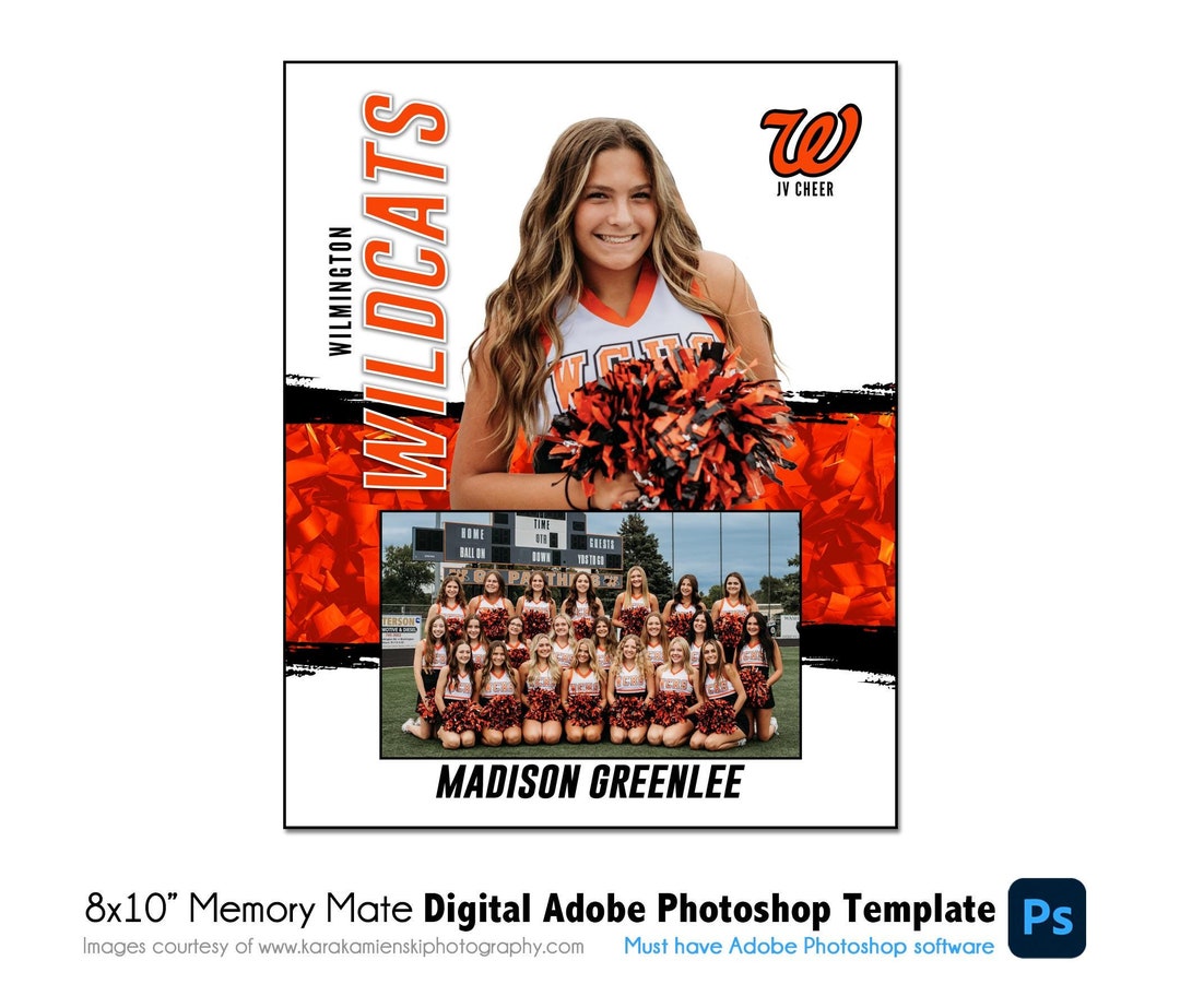 CHEERLEADING MM031 | 8x10 Adobe Photoshop Memory Mate Digital Template ...