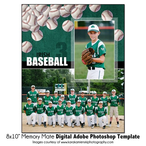 8x10 Memory Mate Digital Photoshop Template Baseball / - Etsy