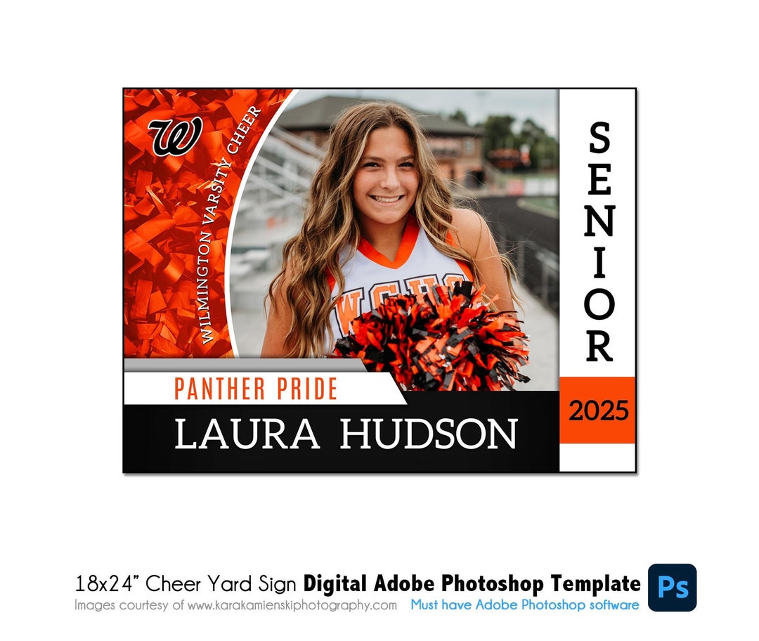 Cheerleading Yard Sign 001 | 18x24" Adobe Photoshop Yard Sign Digital ...