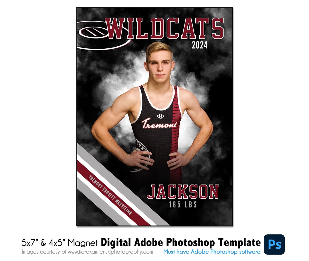 WRESTLING MAGNET 007 | 5x7" & 4x5" Adobe Photoshop Digital Template ...