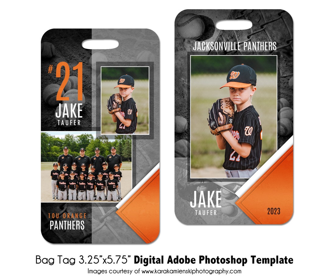 BASEBALL Bagtag 024 | 3.25x5.75" Adobe Photoshop Digital Template ...