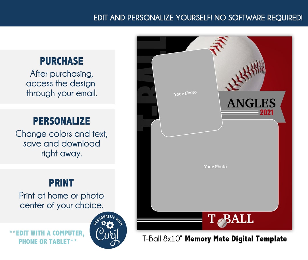 T-ball MM2_OE | 8x10 Sport Memory Mate Online Editable Template ...