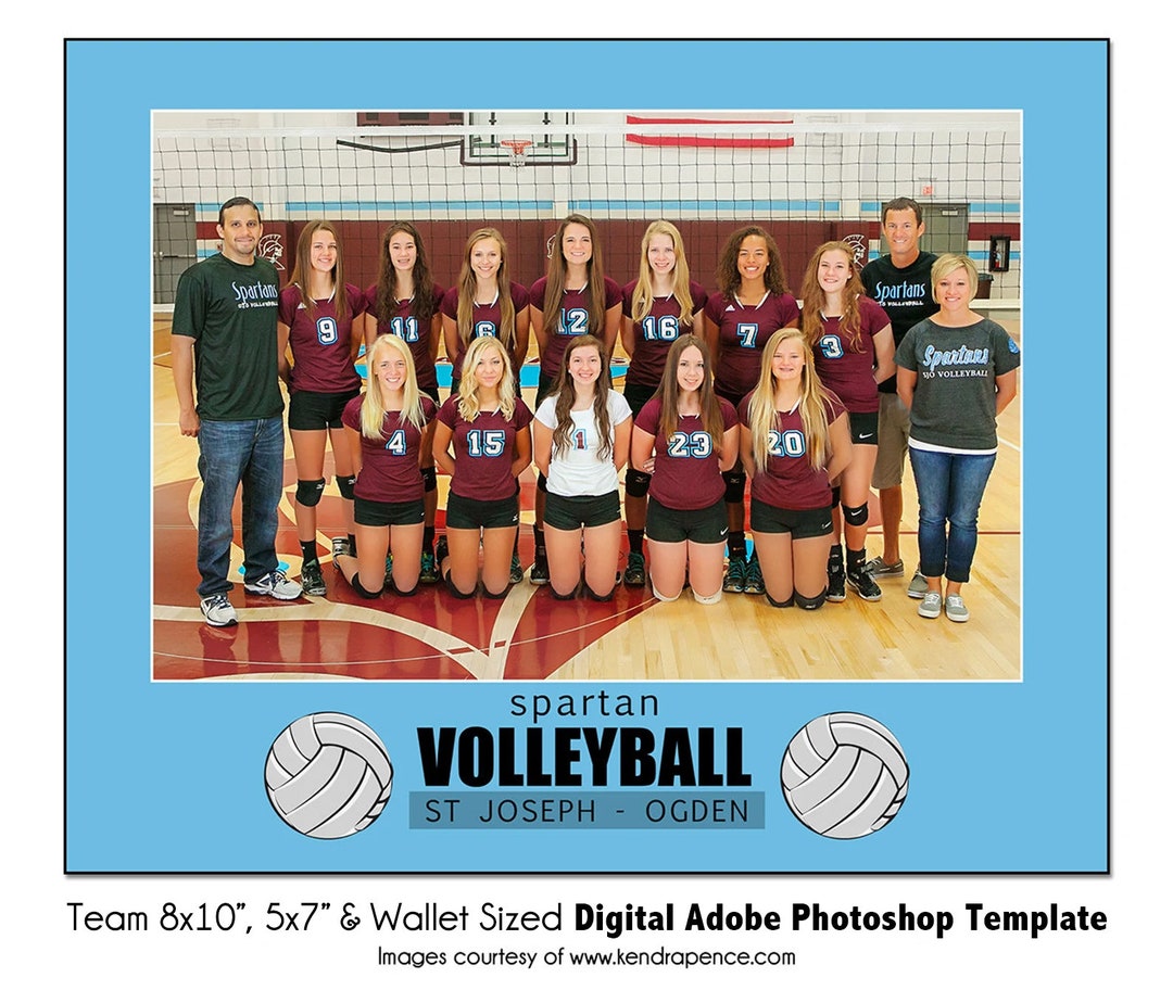 VOLLEYBALL T004 | 8x10, 5x7, Wallet Adobe Photoshop Digital Template ...