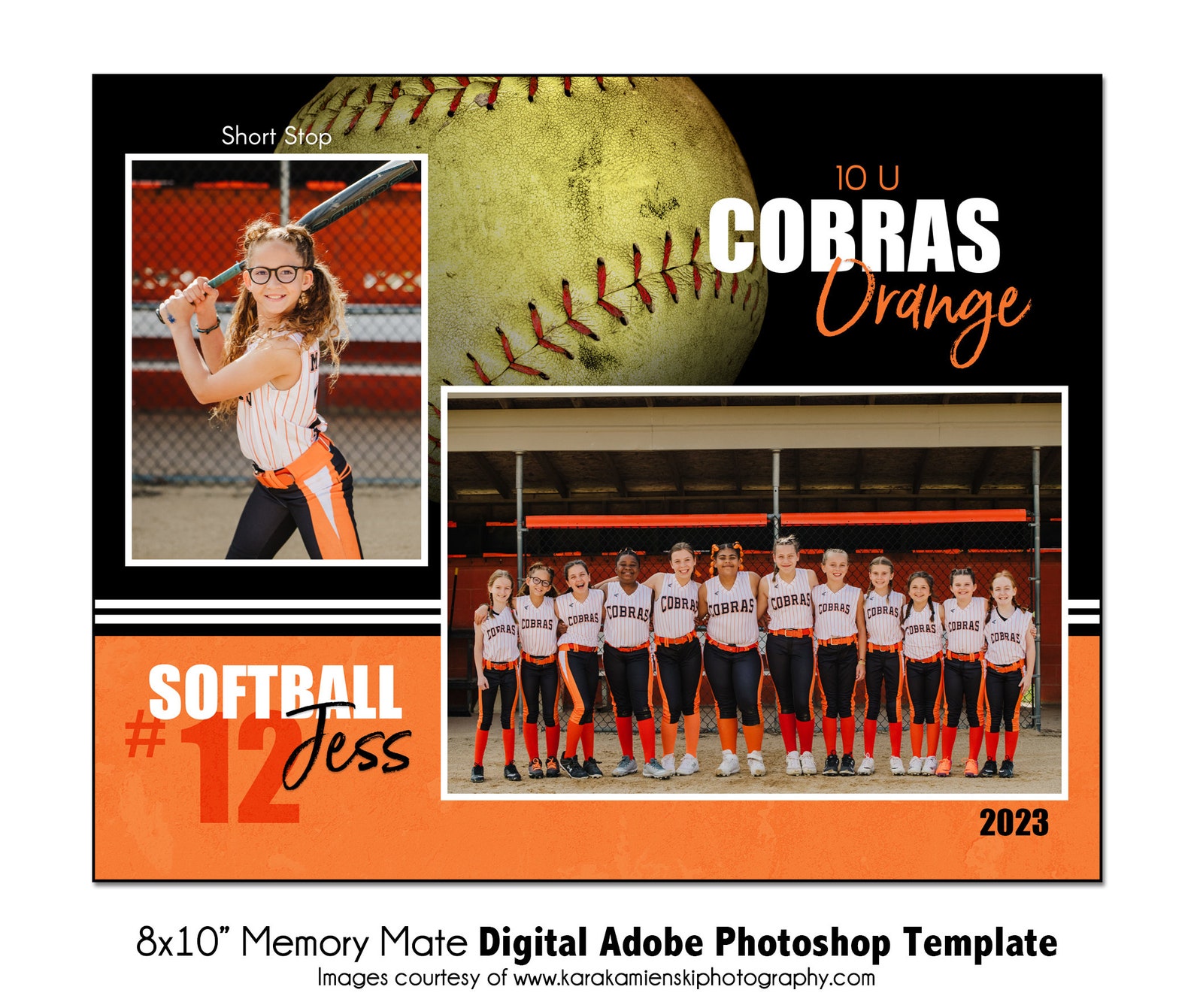 SOFTBALL MM023 | 8x10 Adobe Photoshop Memory Mate Digital Template ...