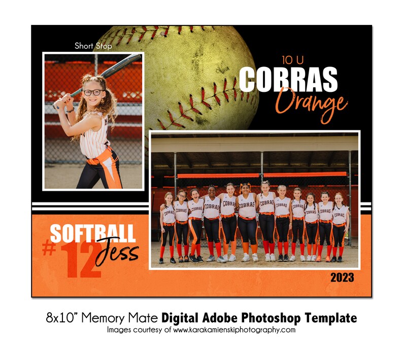 SOFTBALL MM023 | 8x10 Adobe Photoshop Memory Mate Digital Template ...