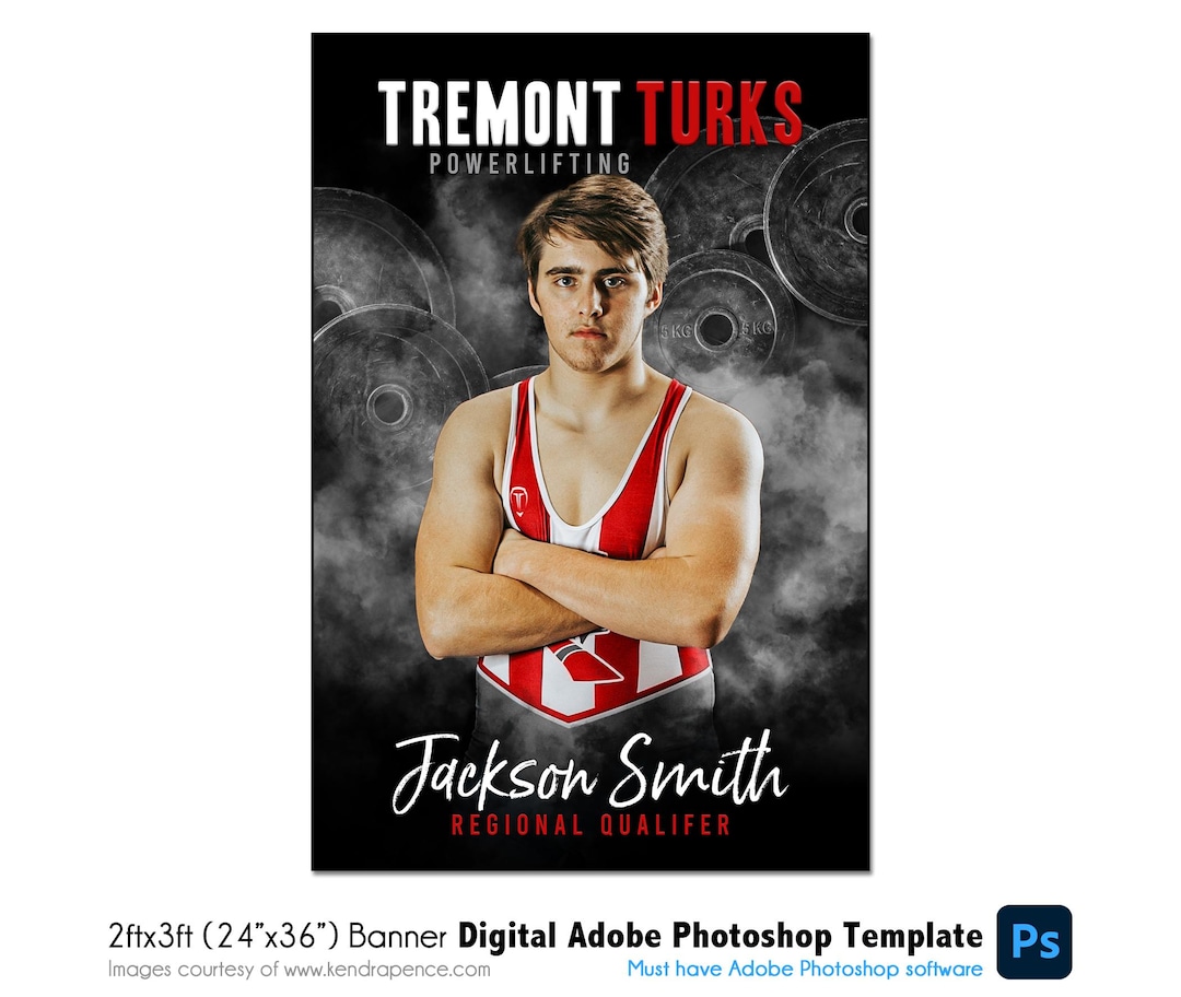 POWERLIFTING BANNER 001 | 2ftx3ft (24"x36") Adobe Photoshop Digital ...