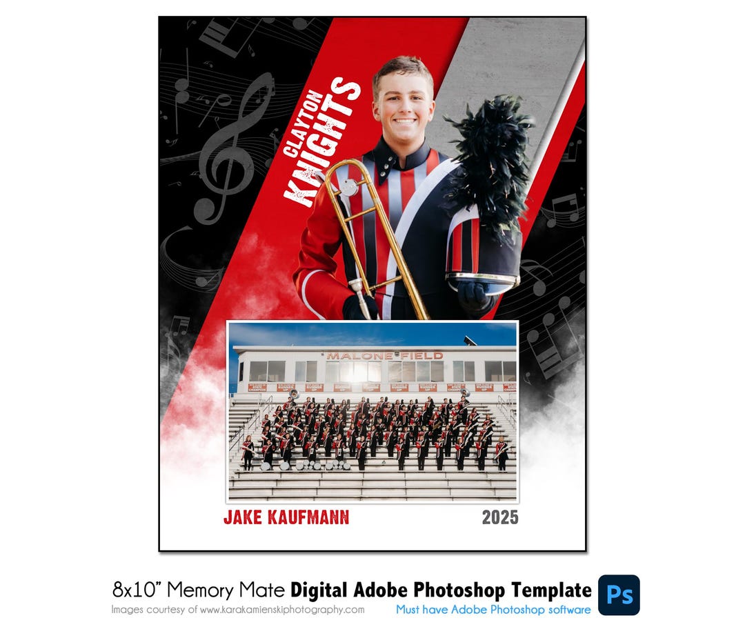 Marching Band Memory Mate Template 001: 8x10” Photoshop PSD ...