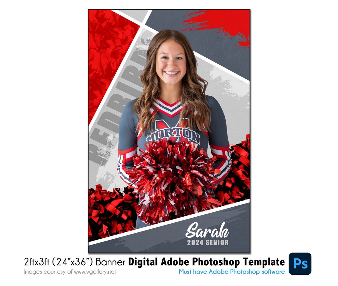Cheerleading Banner Template 004: 2ft X 3ft (24x36”)photoshop PSD ...