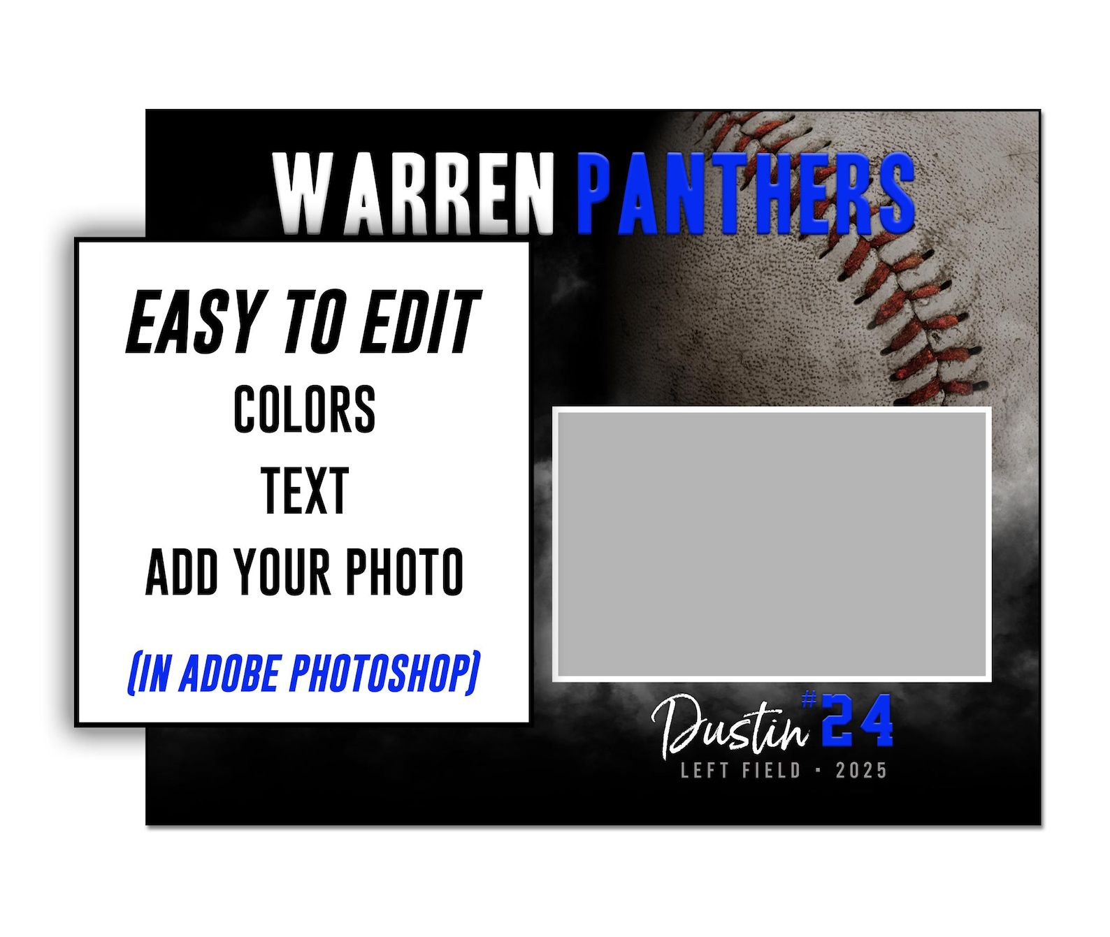 Baseball Photo Template Pack H: Memory Mate, Individual, Team Photoshop ...