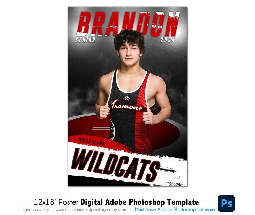 Wrestling Poster Template 002: 12x18" Photoshop PSD, Customizable ...