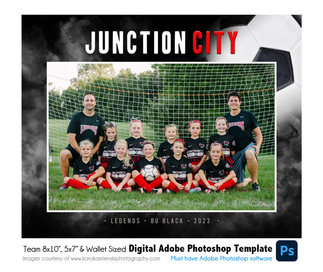 Soccer Team Photo Template 016: Photoshop PSD (8x10, 5x7, Wallet ...
