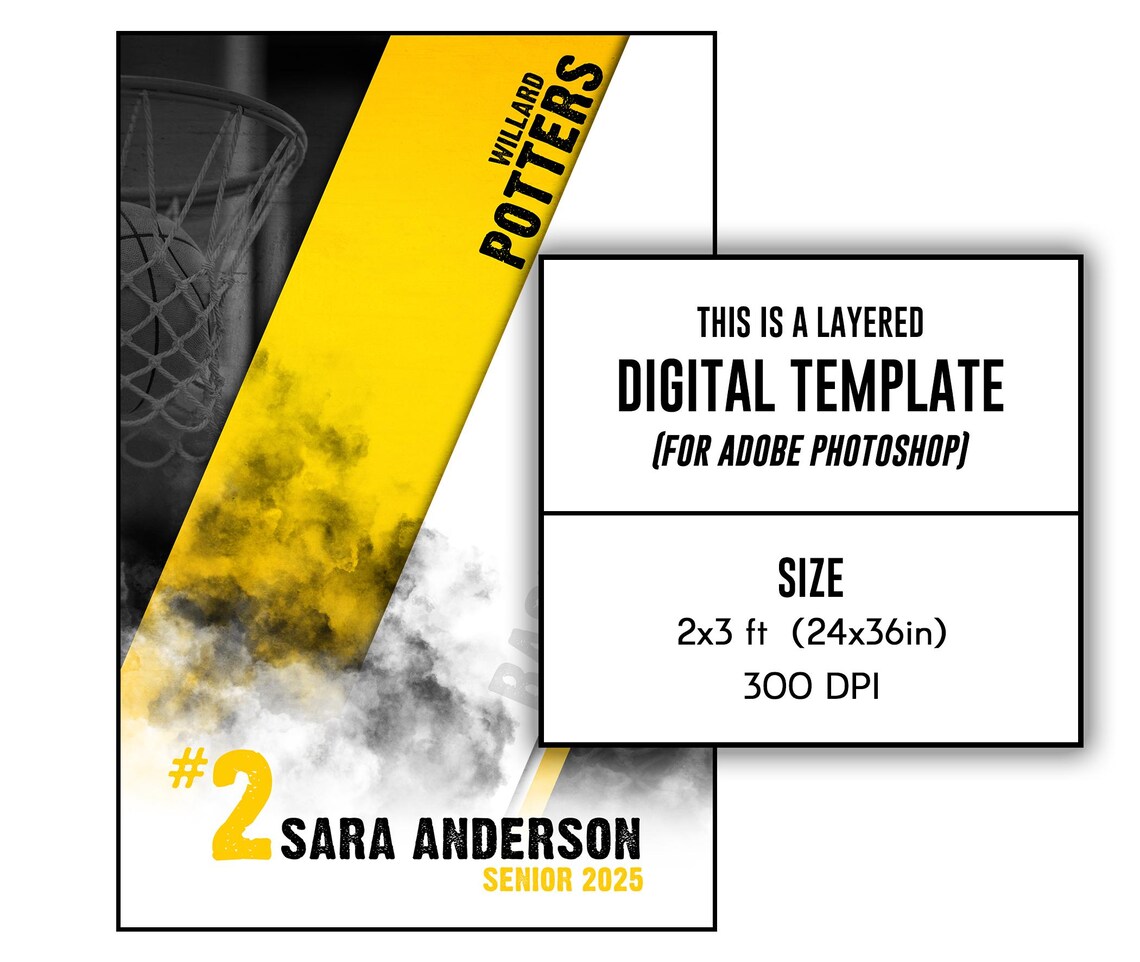 Basketball Banner Template 013: 2ft X 3ft (24x36”)photoshop PSD ...