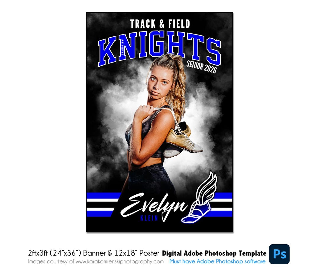 Track and Field Banner & Poster Template 001: 2x3ft, 12x18" Photoshop ...