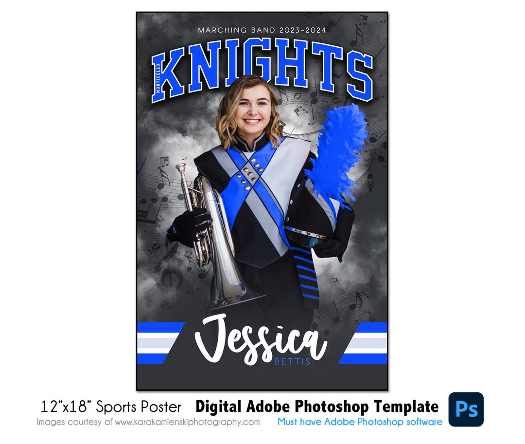 Marching Band Poster Template 003: 12x18" Photoshop PSD, Customizable ...