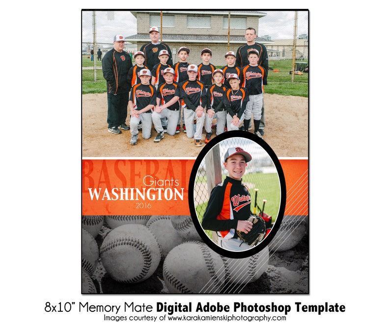 BASEBALL MM006 | 8x10 Adobe Photoshop Memory Mate Digital Template ...