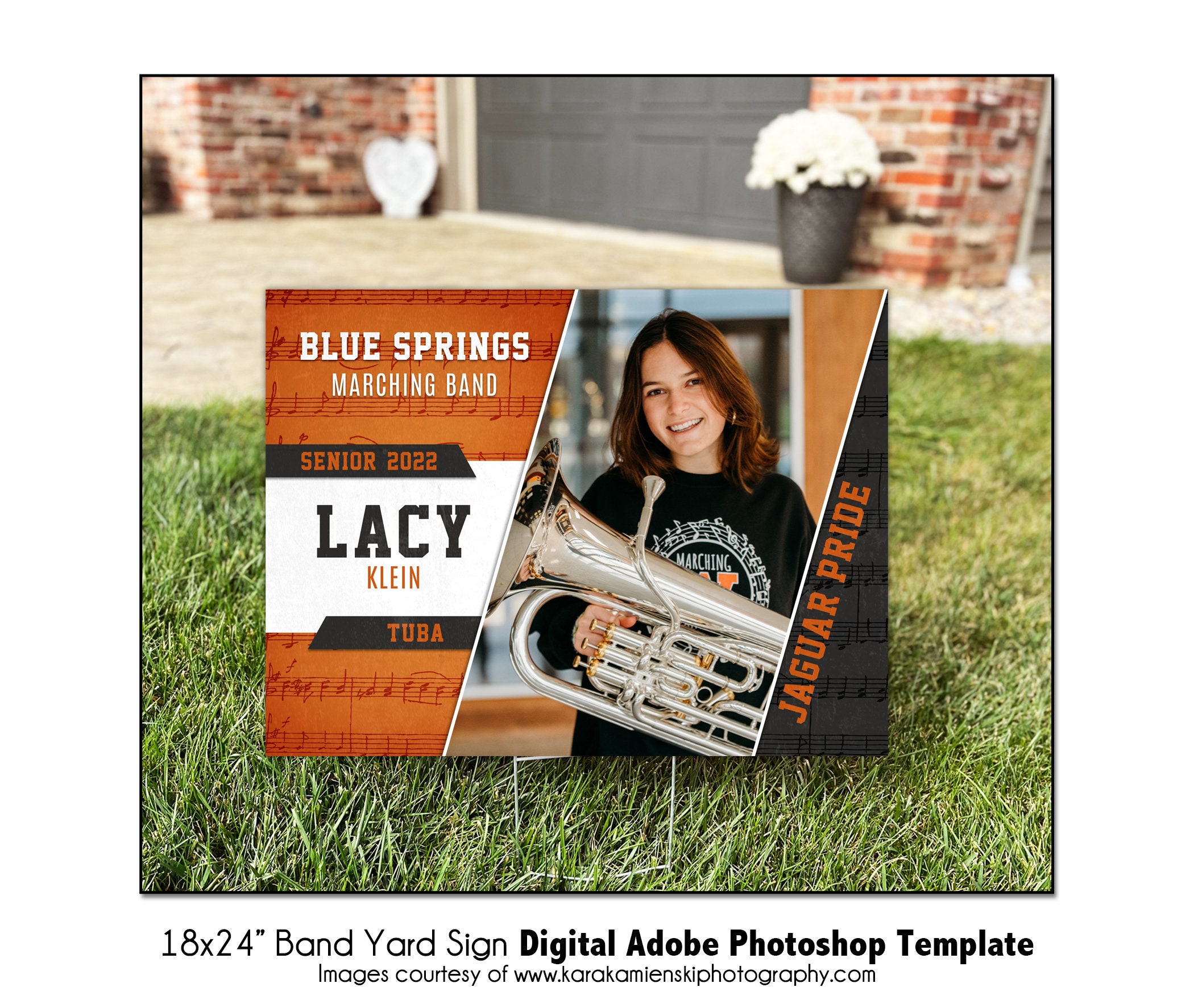 Marching Band Yard Sign Template 003: 18x24” Photoshop PSD ...