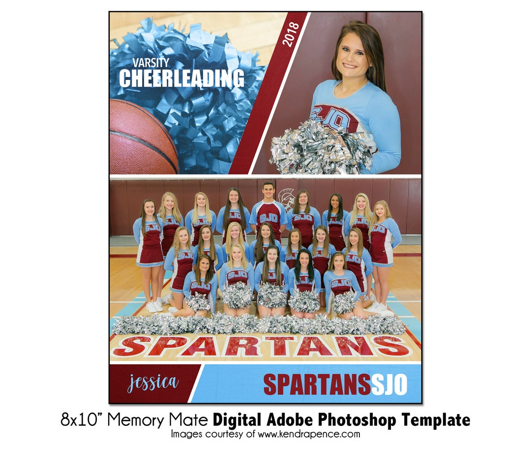 Cheerleading Memory Mate Photo Template 012: 8x10” Photoshop PSD ...