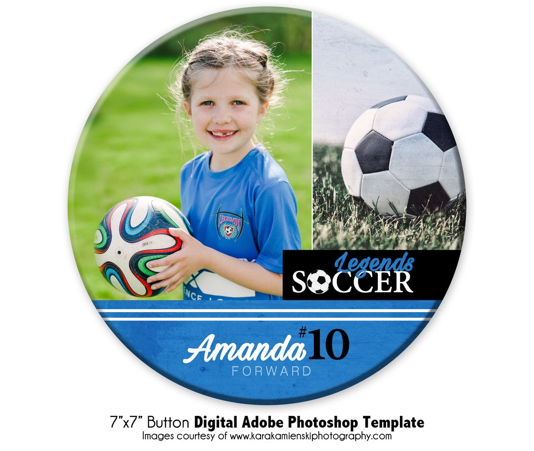 SOCCER BUTTON 009 | 7x7 Adobe Photoshop Digital Photo Button Template ...