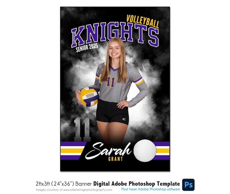 Volleyball Banner Template 001: 2ft X 3ft (24x36”)photoshop PSD ...