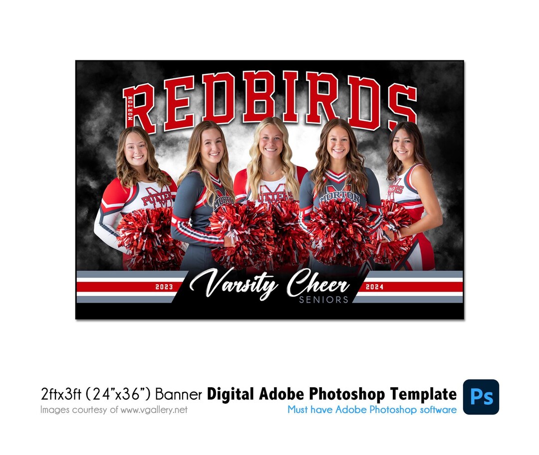 CHEERLEADING BANNER 002_H | 2ftx3ft (24"x36") Adobe Photoshop Digital ...
