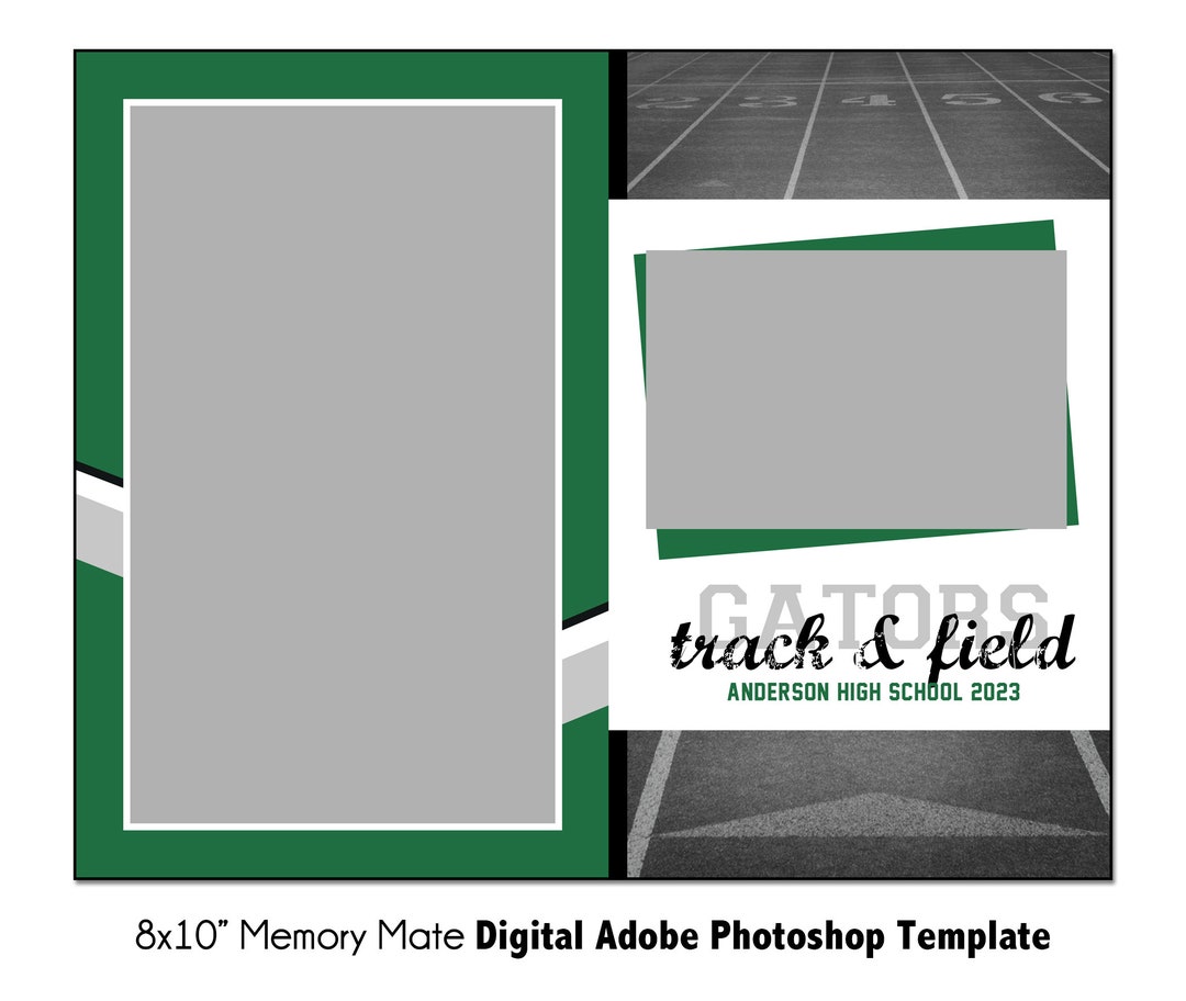 Track & Field Memory Mate Photo Template 003: 8x10” Photoshop PSD ...