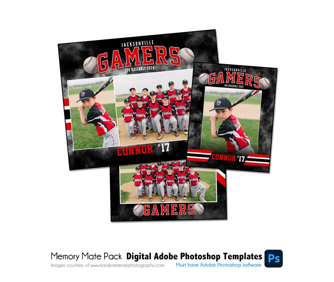 Baseball Photo Template Pack AI: Memory Mate, Individual, Team ...