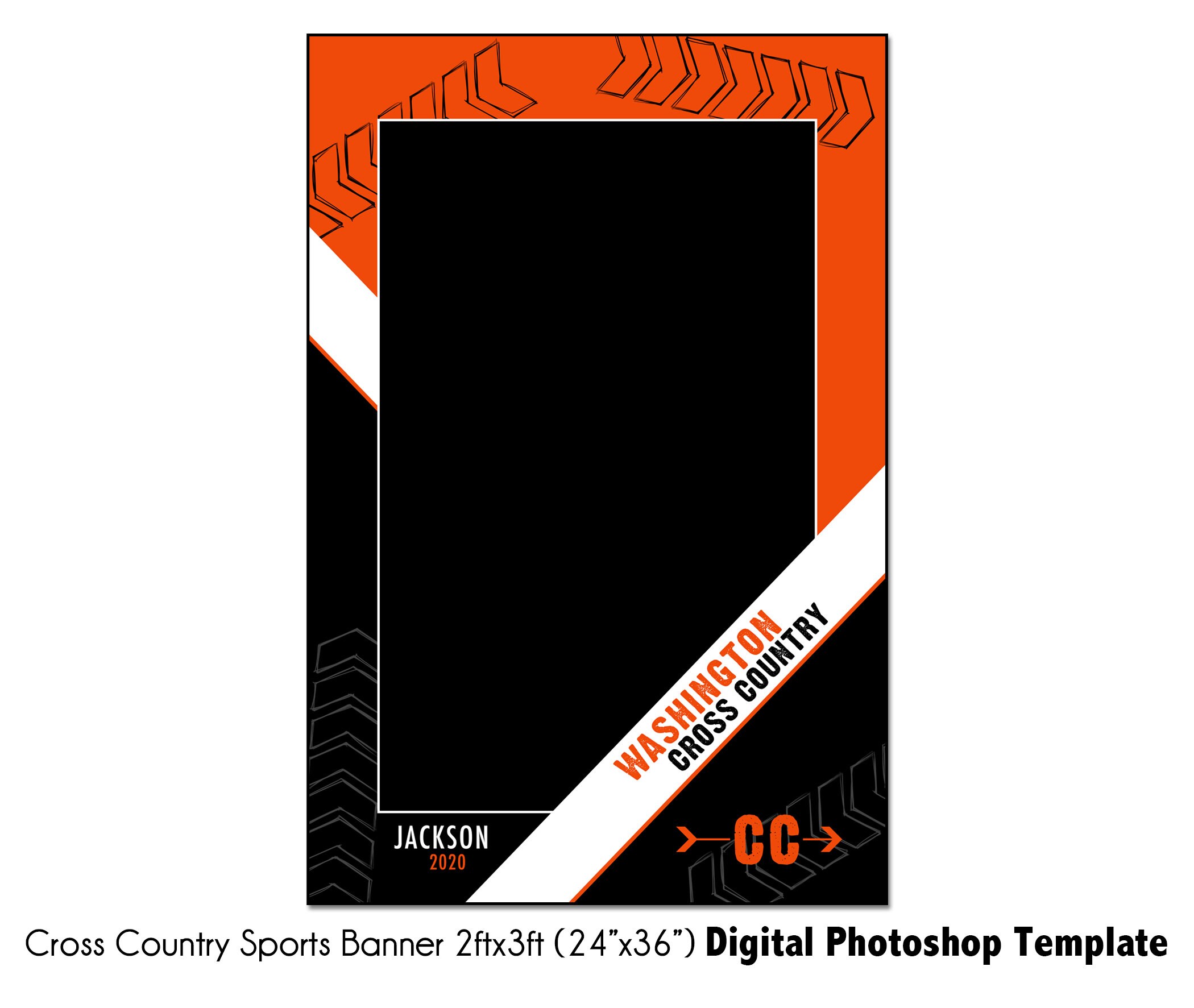 CROSS COUNTRY Banner 1- 24x36" Digital Photoshop Template - Sports ...