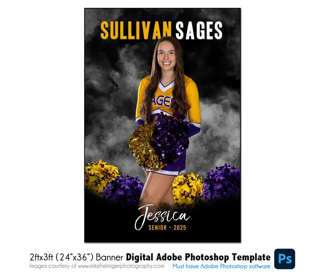 CHEERLEADING BANNER 008 | 2ftx3ft (24"x36") Adobe Photoshop Digital ...