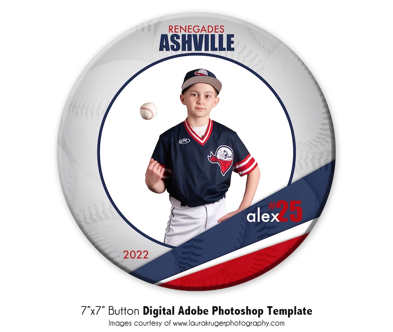 BASEBALL BUTTON 015 7x7 Adobe Photoshop Photo Button - Etsy