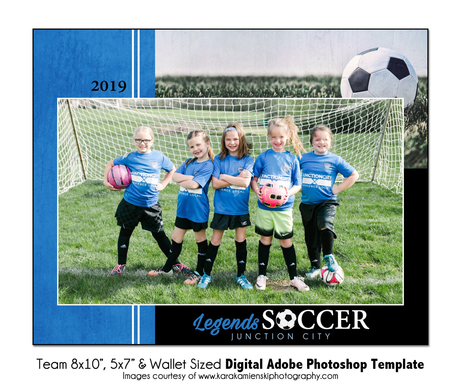 Soccer Team Photo Template 009: Photoshop PSD (8x10, 5x7, Wallet ...