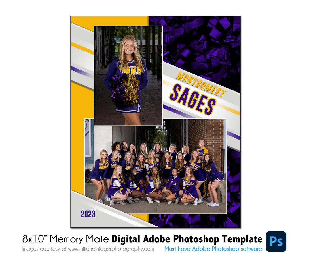 CHEERLEADING MM019 | 8x10 Adobe Photoshop Memory Mate Digital Template ...