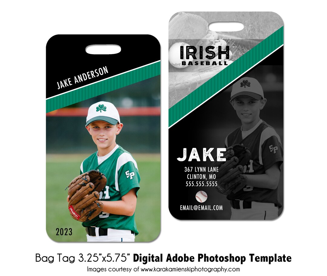 BASEBALL Bagtag 010 | 3.25x5.75" Adobe Photoshop Digital Template ...
