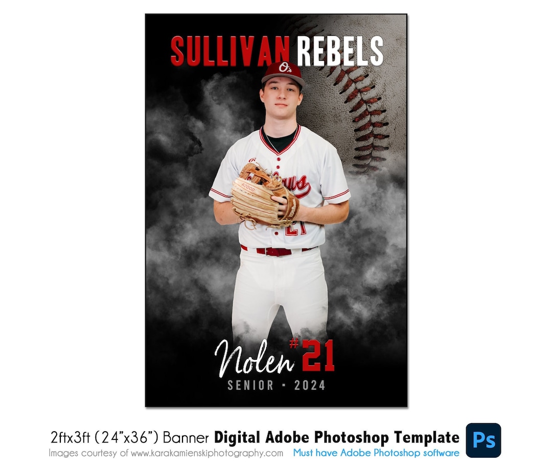 BASEBALL BANNER 010 | 2ftx3ft (24"x36") Adobe Photoshop Digital ...