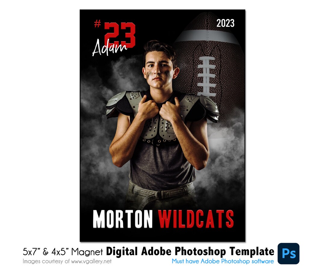 FOOTBALL MAGNET 018 | 5x7" & 4x5" Adobe Photoshop Digital Template ...