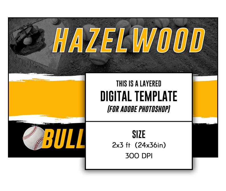 Baseball Banner Template 009_H: 2ft X 3ft (24x36”)photoshop PSD ...
