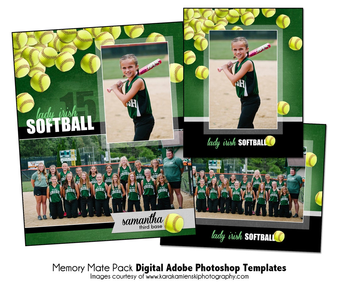 SOFTBALL PACK J | Adobe Photoshop Memory Mate Digital Template | Sports ...