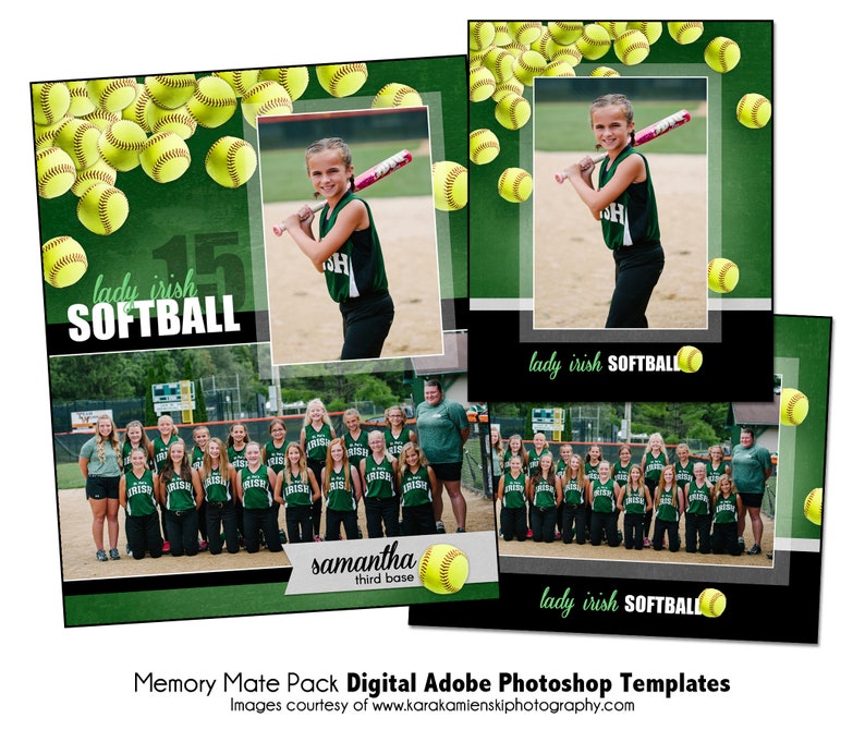 SOFTBALL PACK J | Adobe Photoshop Memory Mate Digital Template | Sports ...