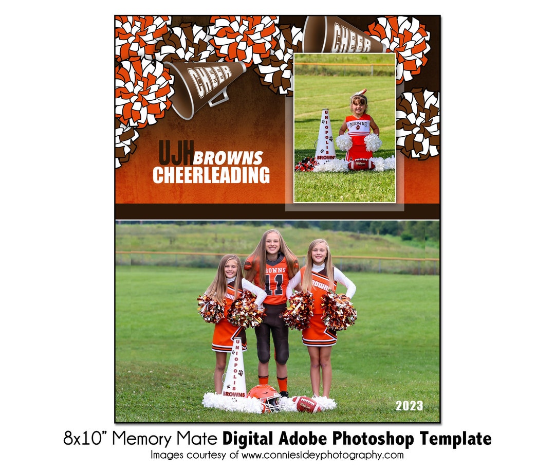 CHEERLEADING MM017 | 8x10 Adobe Photoshop Memory Mate Digital Template ...