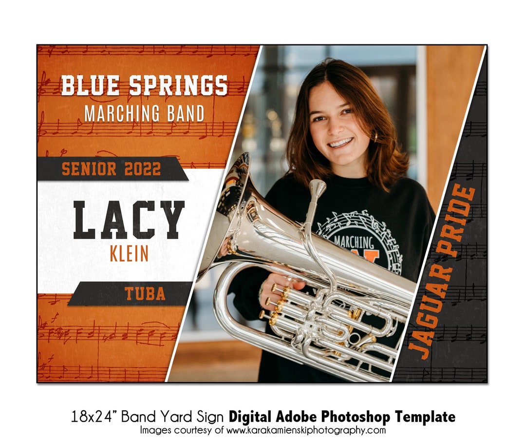 BAND Yard Sign 003 | 18x24" Adobe Photoshop Yard Sign Digital Template ...