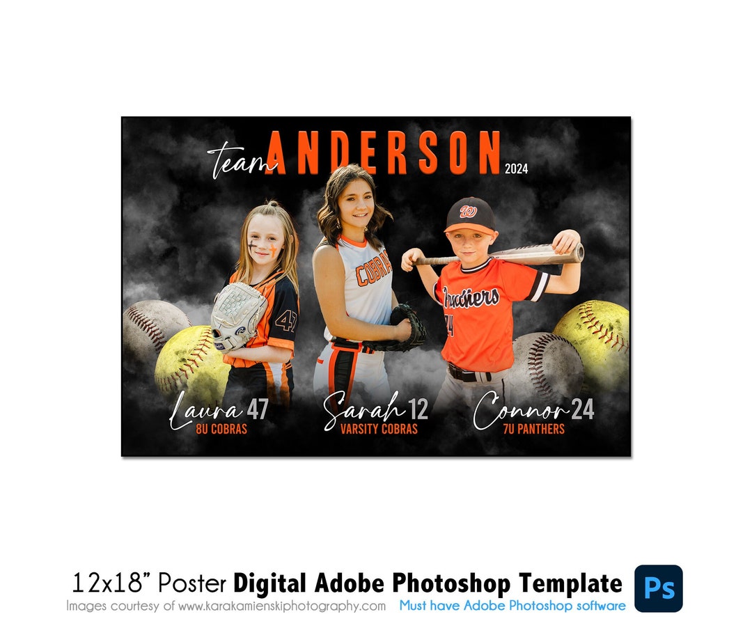 SIBLINGS POSTER 001 | 12"x18" Adobe Photoshop Digital Template | Sports ...