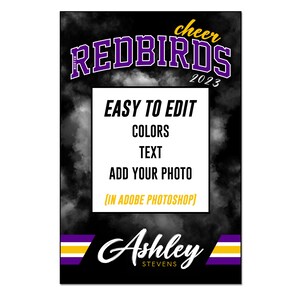 CHEERLEADING POSTER 002 | 12"x18" Adobe Photoshop Digital Template ...