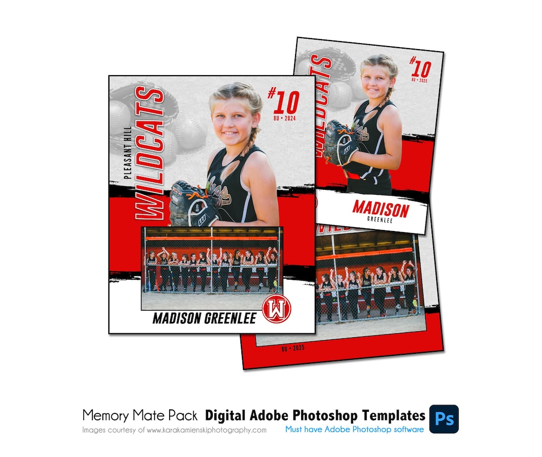 Softball Template Pack AO: Memory Mate, Individual, Team Photoshop PSD ...